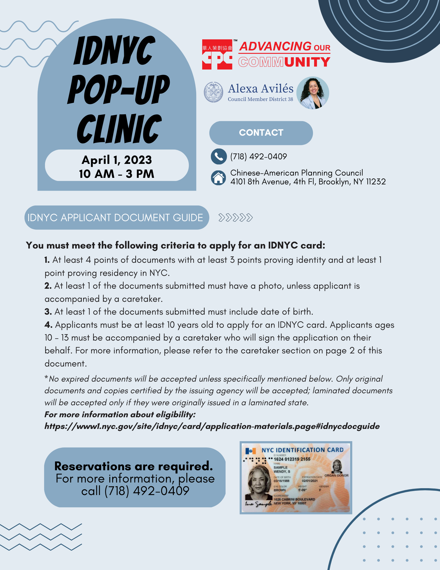 IDNYC Pop-Up Clinic 2023-04-01 04:00:00 to 2023-04-02 03:45:59